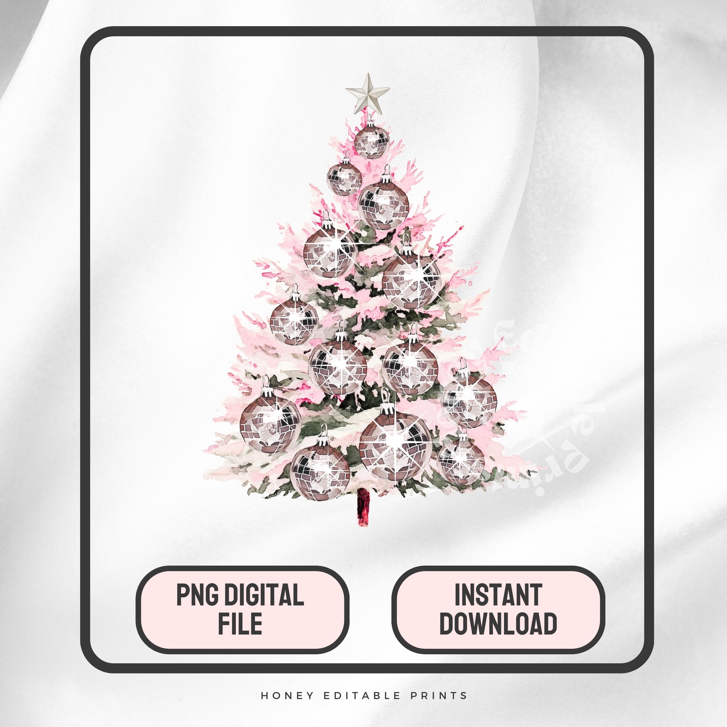Pink Disco Christmas Tree PNG: Trendy Holiday Illustration (digital ...