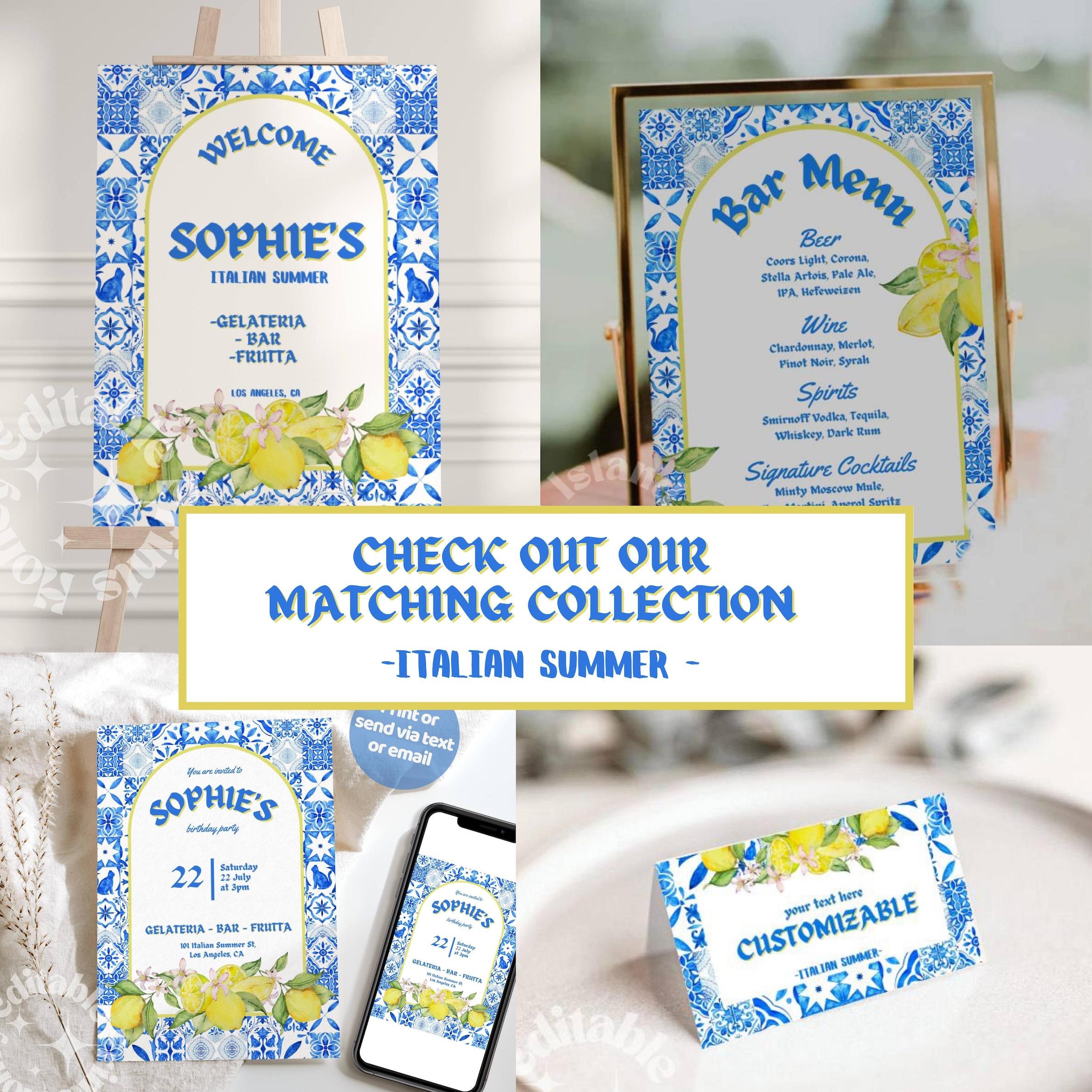 Lemon Blue Tile Invitation Template, Lemon Editable Invitation ...