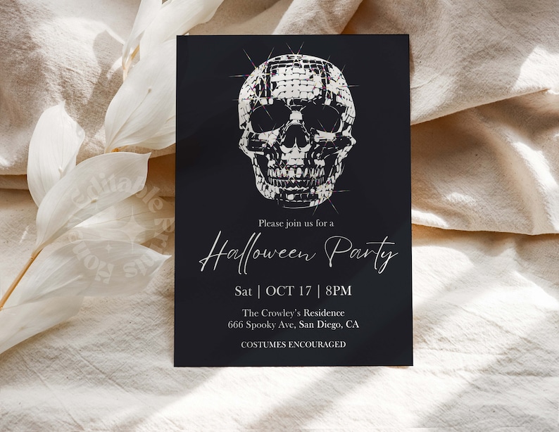 Editable Adult Halloween Party Invitation, Disco Halloween Costume ...