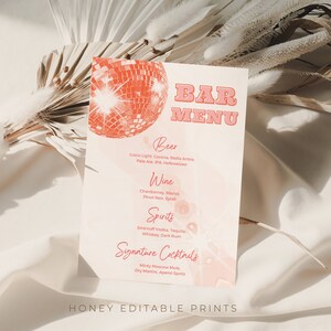 Disco Bar Menu, Retro Disco Drinks Menu, Disco Bachelorette Party ...