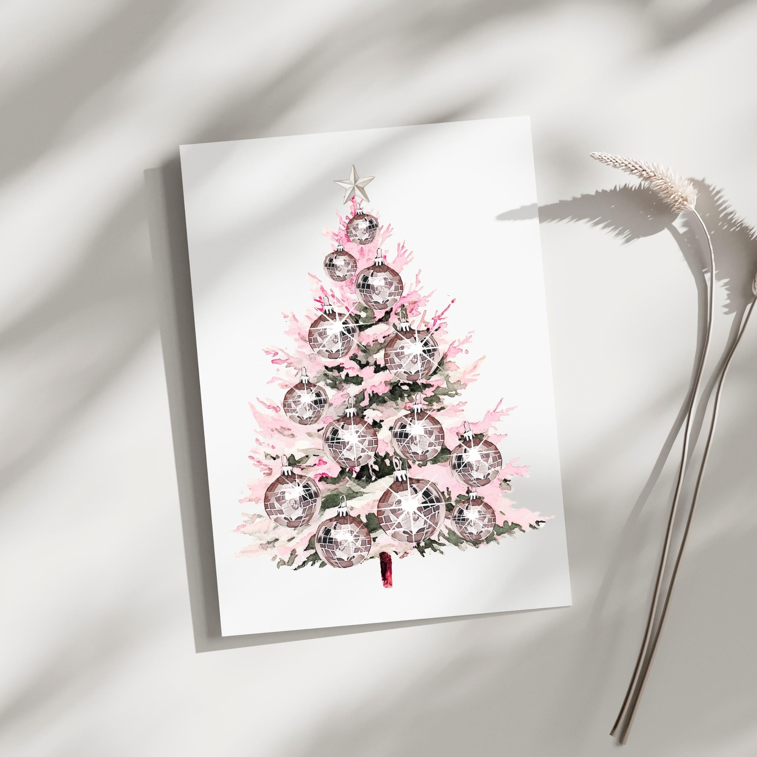 Pink Disco Christmas Tree PNG: Trendy Holiday Illustration (digital ...