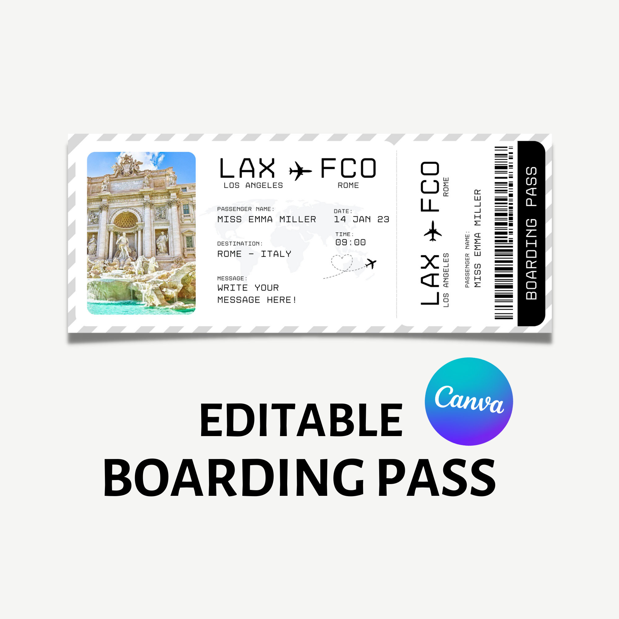 Editable Boarding Pass Template Boarding Ticket Surprise - Etsy