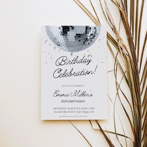 Disco Birthday Invitation, Disco 30 40 50 Bday, Disco Simple Printable ...