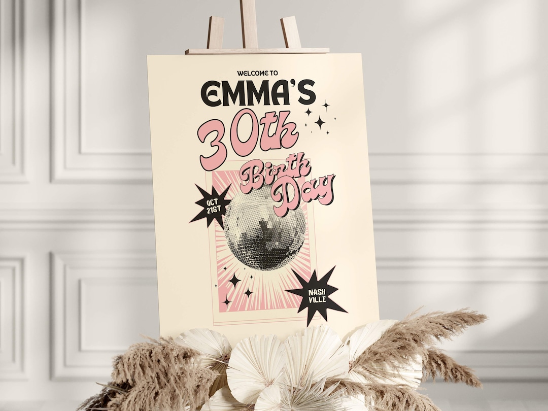Birthday Welcome Sign Template, DIY Retro Birthday Party Printable ...