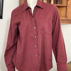 Vintage Orvis Red & Black Check Plaid Women Long Sleeve Shirt - Size 12 ...