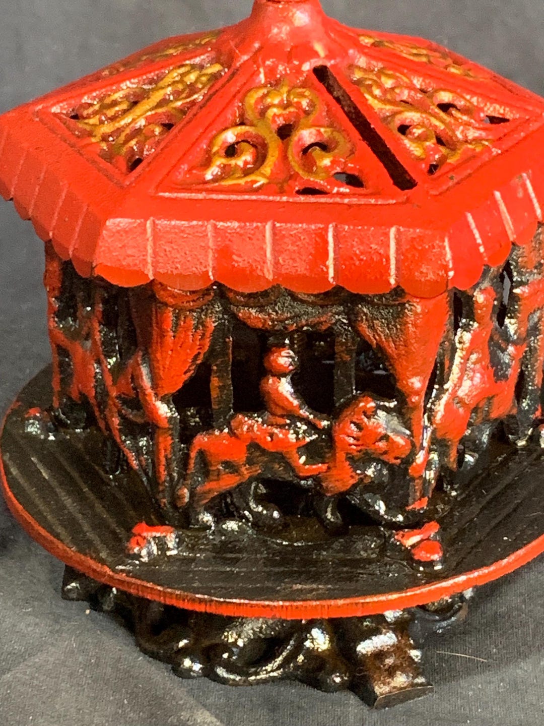 Vintage Cast Iron Spinning Carousel Coin Bank - Etsy