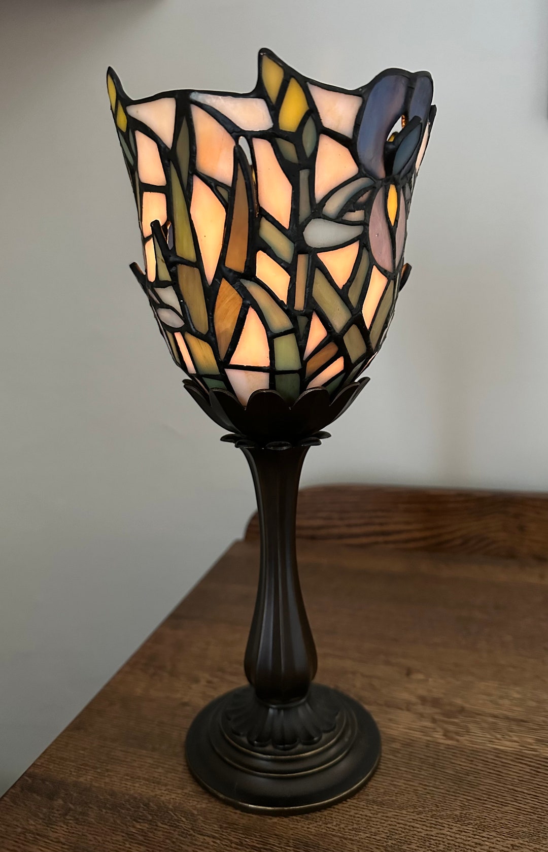 Vintage Partylite Stained Glass Tealight Candle Holder With Iris ...