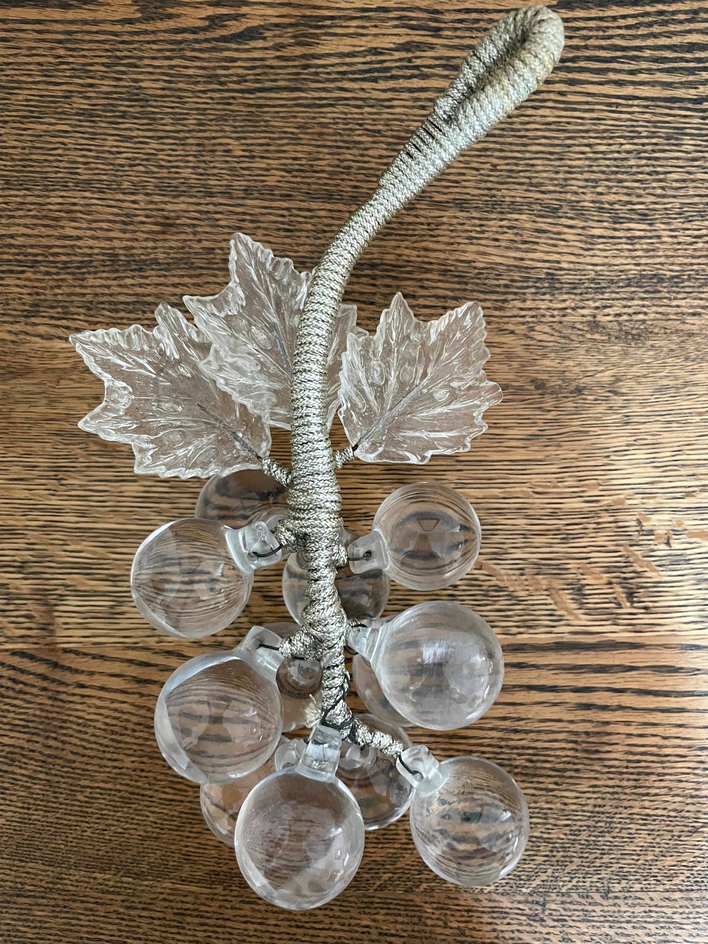 Vintage MCM Hand Blown Clear Glass Grapes Cluster With Leaves - Etsy
