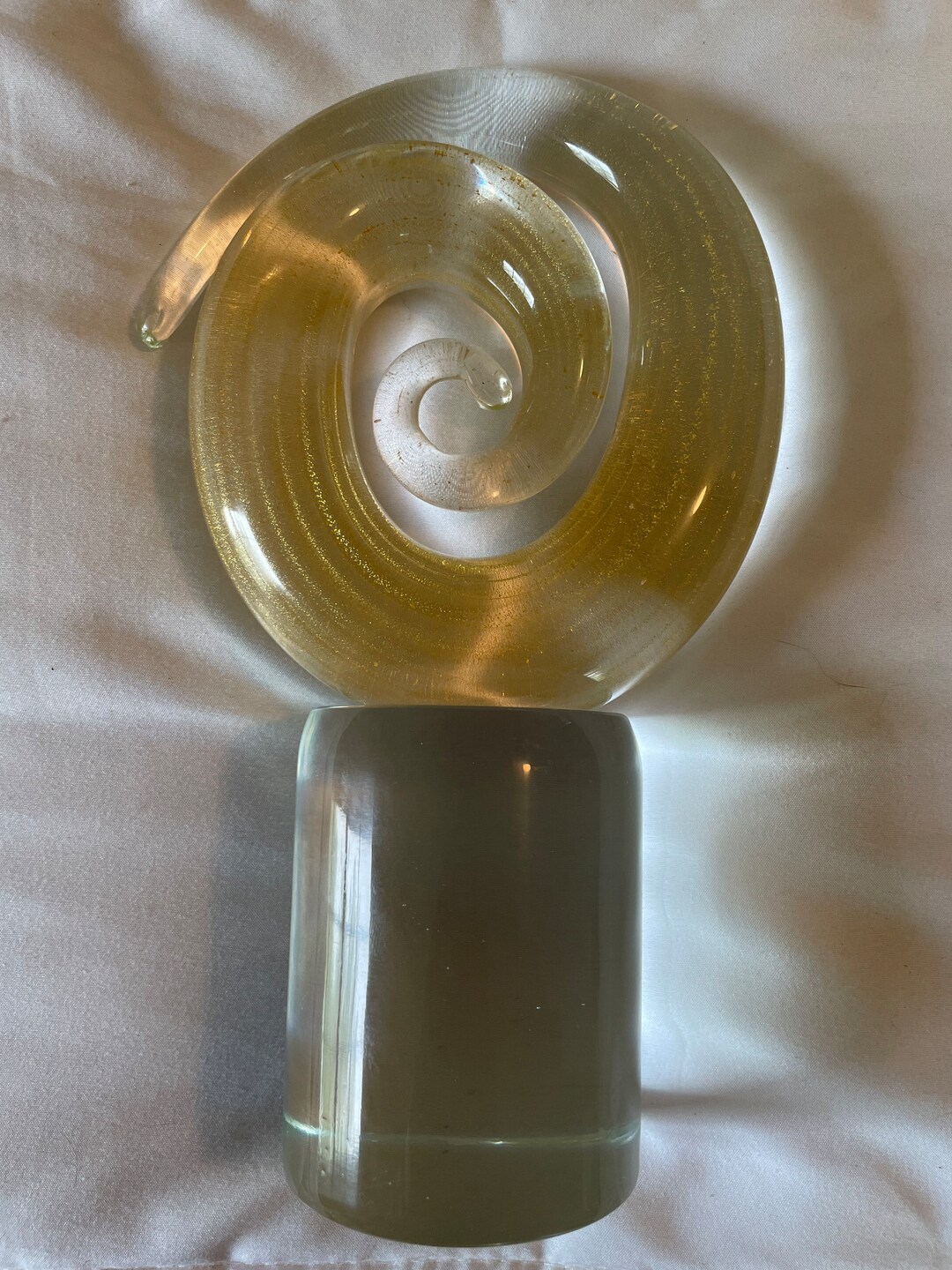 Vintage Glass Spiral Sculpture Gold Flecked Inclusions - Etsy