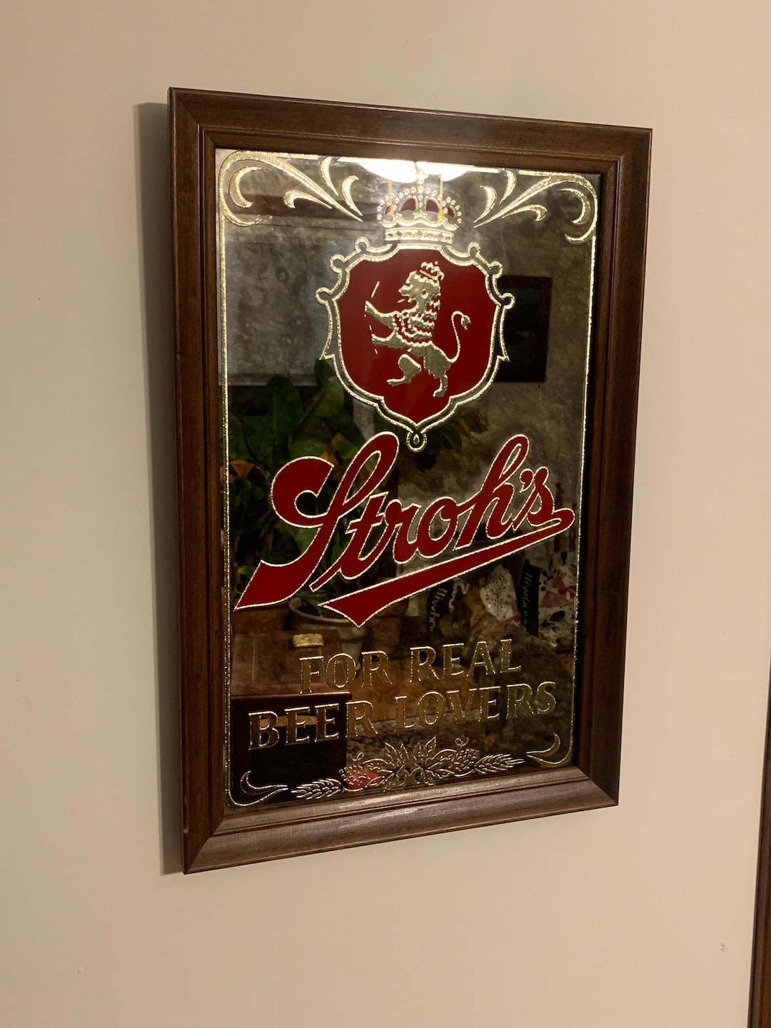Vintage Strohs Beer for Real Beer Lovers Bar Mirror Advertisement Sign ...