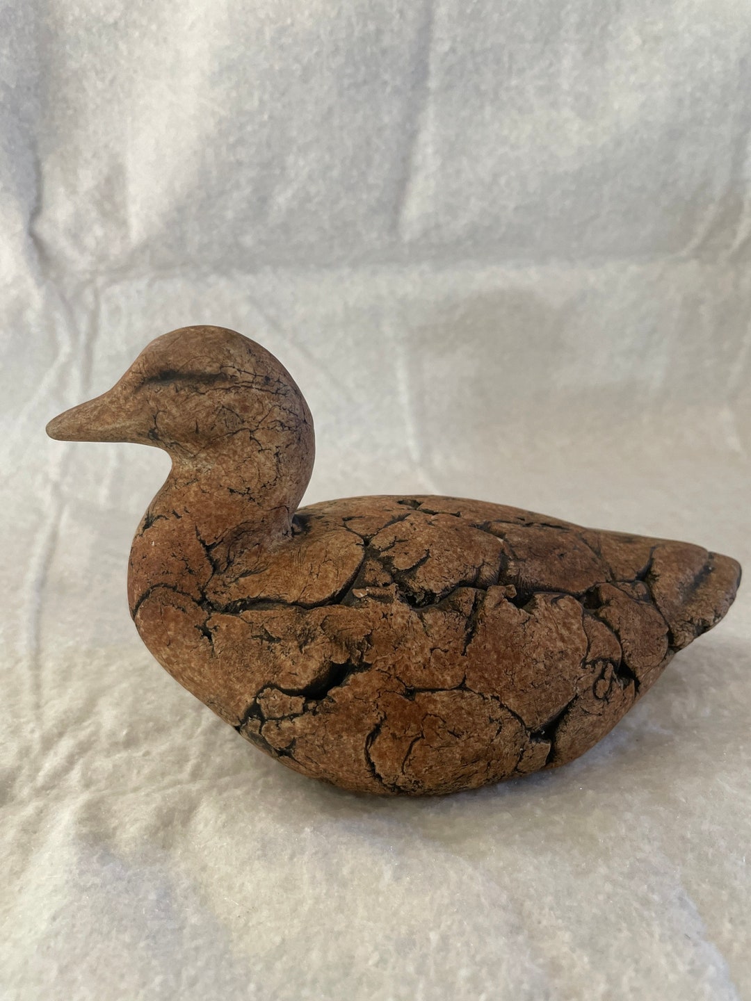 Carved Stone Duck by Stan Langtwait - Etsy