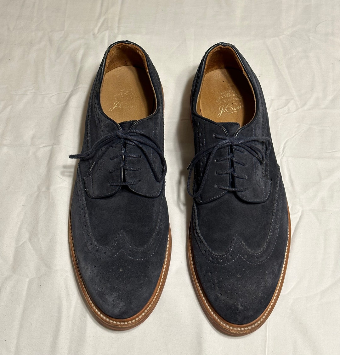 J Crew Kenton Men’s Blue Suede Wingtip Shoes - Size 10.5 - Etsy