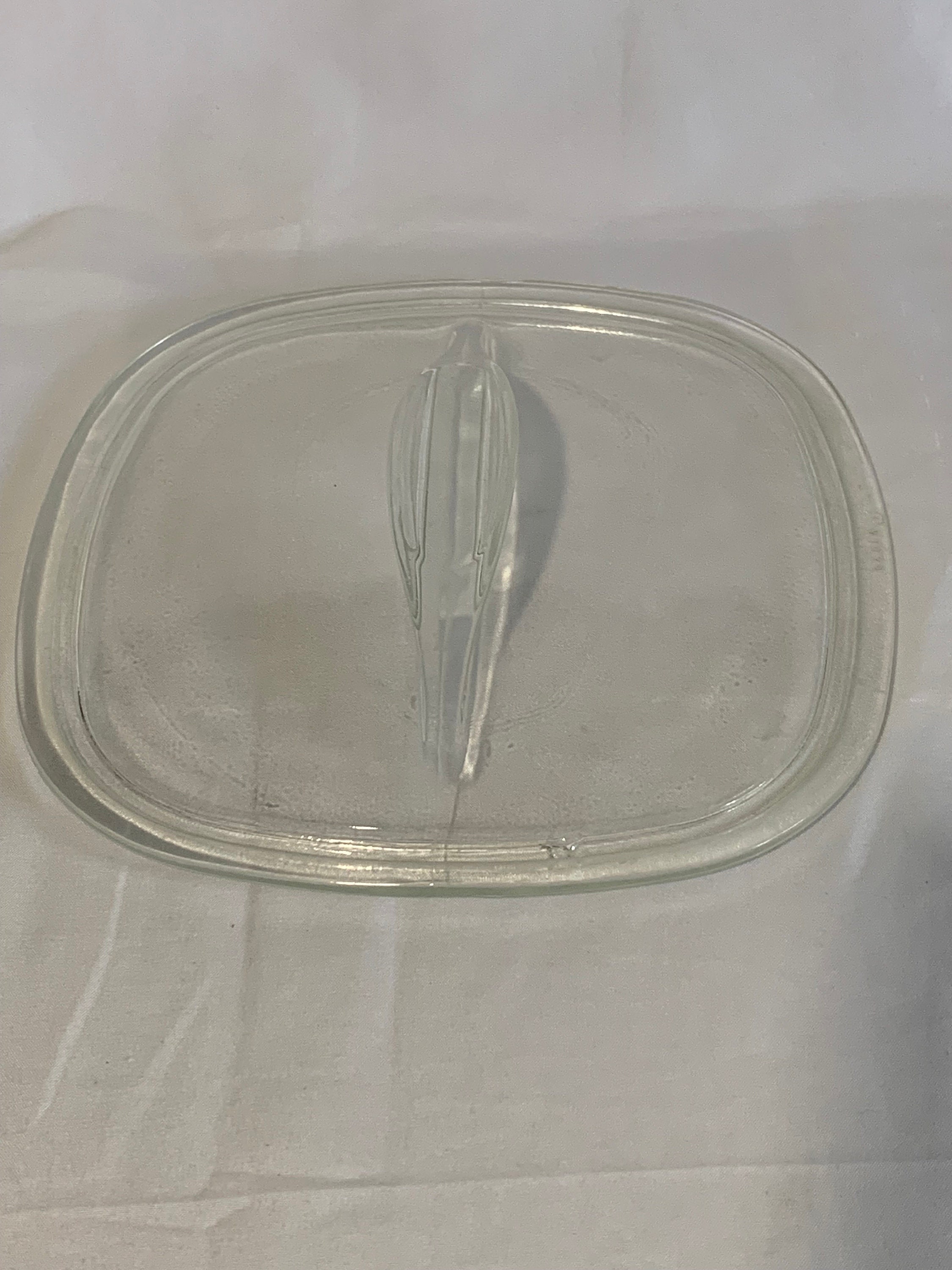 Vintage Pyrex Replacement Clear Glass Square Lid Featuring a Fin Design ...