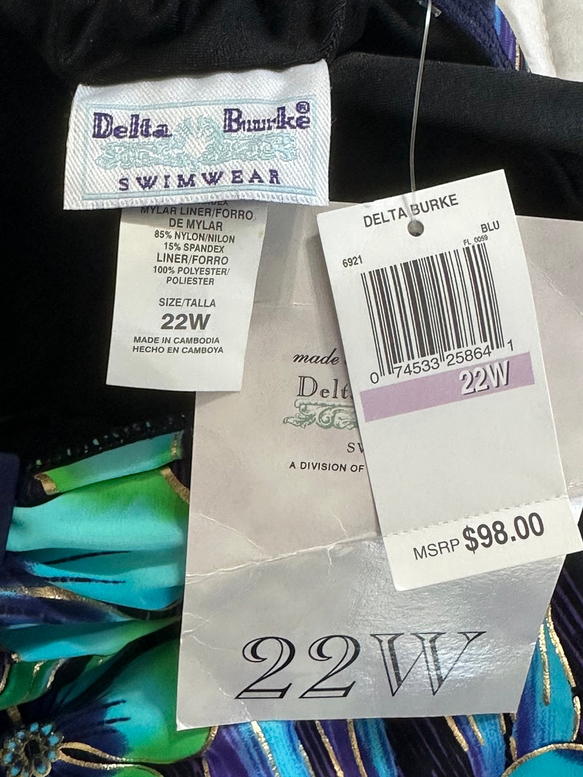 Delta Burke Floral & Gold Tankini Top - Size 22 - NWT - Etsy
