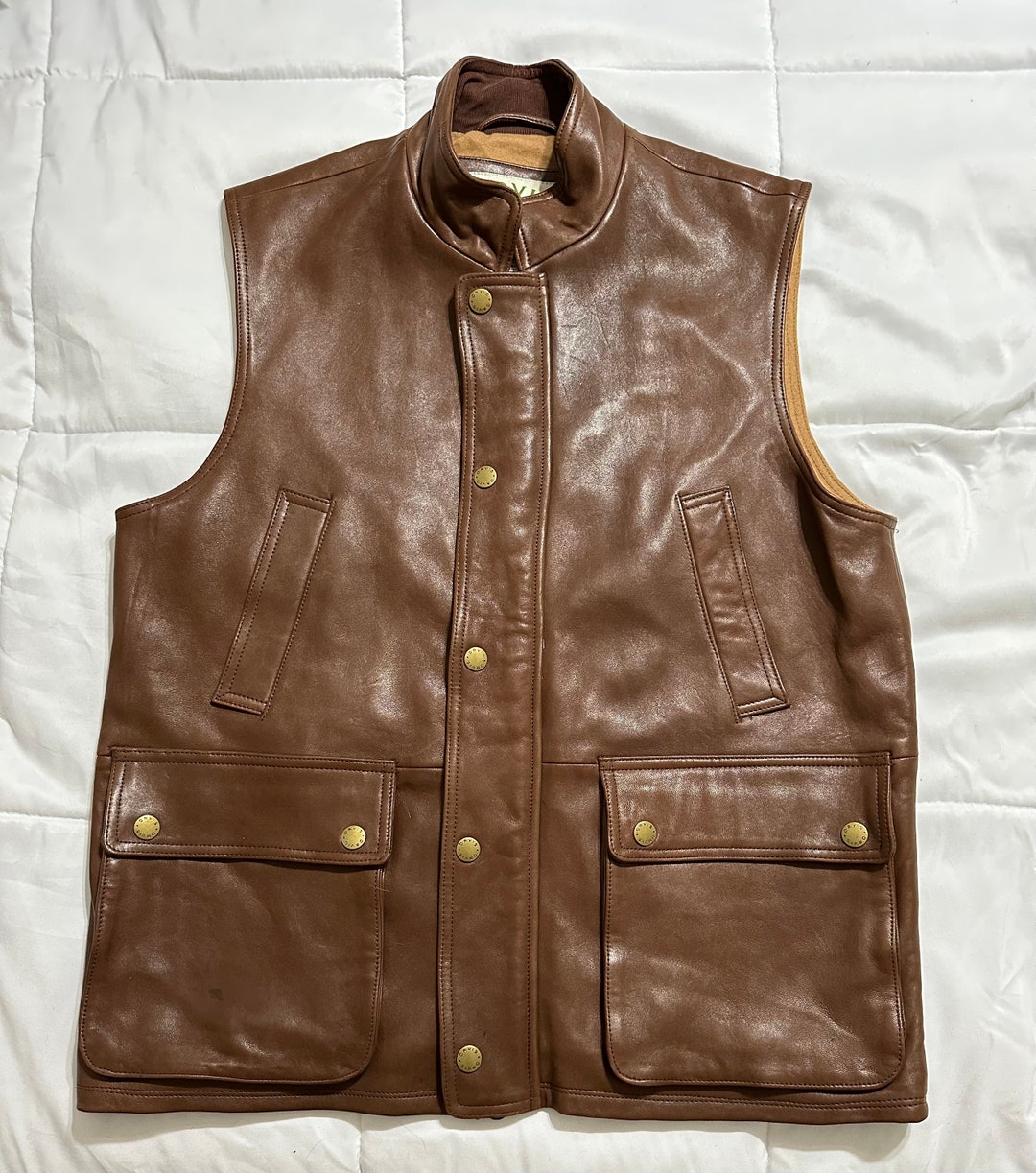 ORVIS Sporting Traditions Munitions Vest Brown Soft Leather Hunting ...