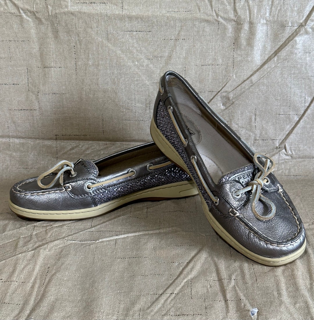 Sperry Top Sider Metallic Silver Sparkle Slip-ons - Size 9M - Etsy