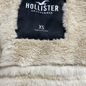 Hollister Faux Suede / Fur Brown Cream Aviator Bomber Jacket - Size XS ...