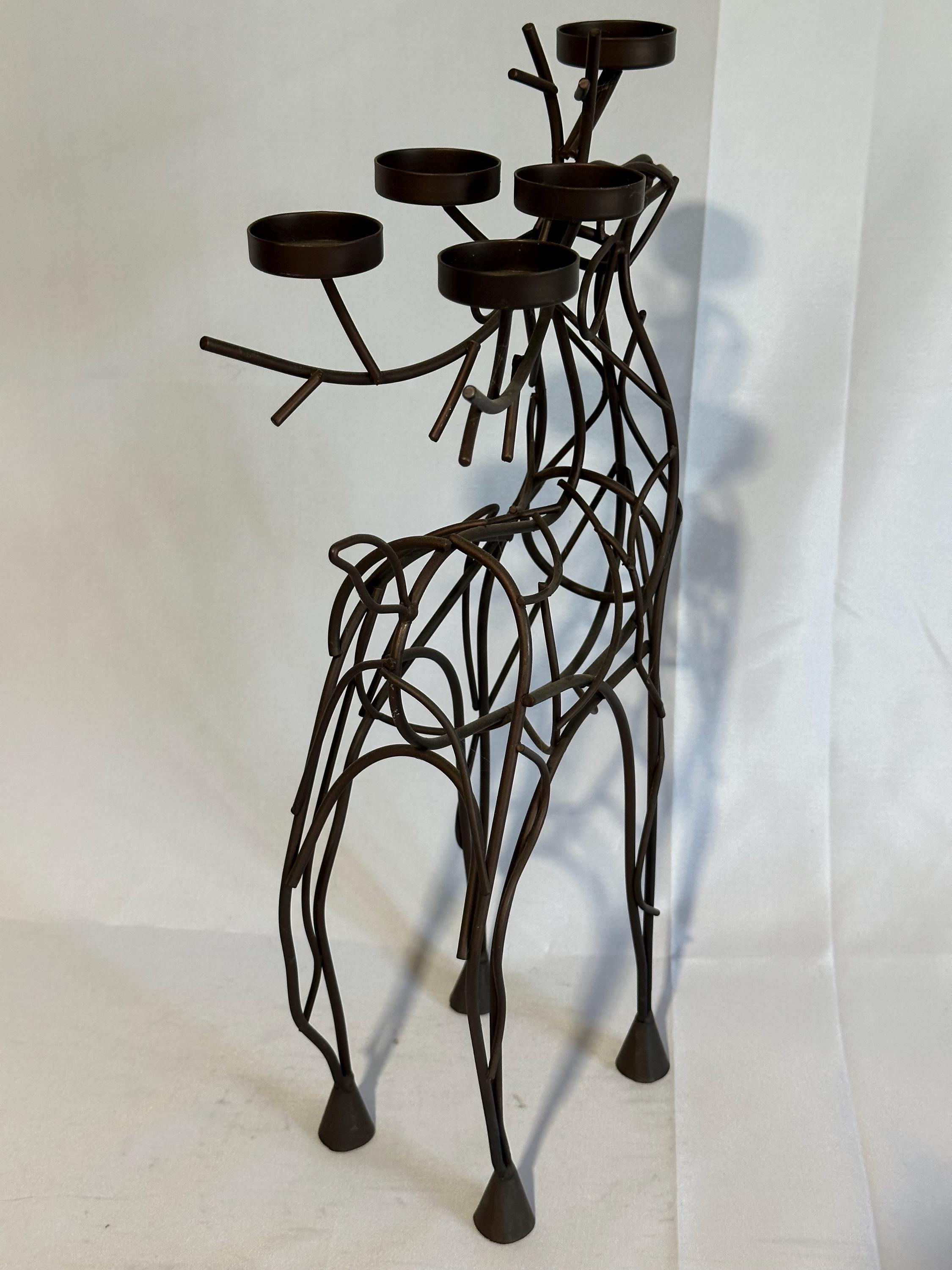 Vintage Wrought Iron Reindeer 5 Votive Candle Holder Sculpture 17” - Etsy