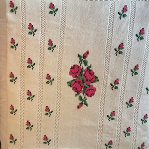 Vintage Crochet Afghan Roses Throw Blanket - Etsy
