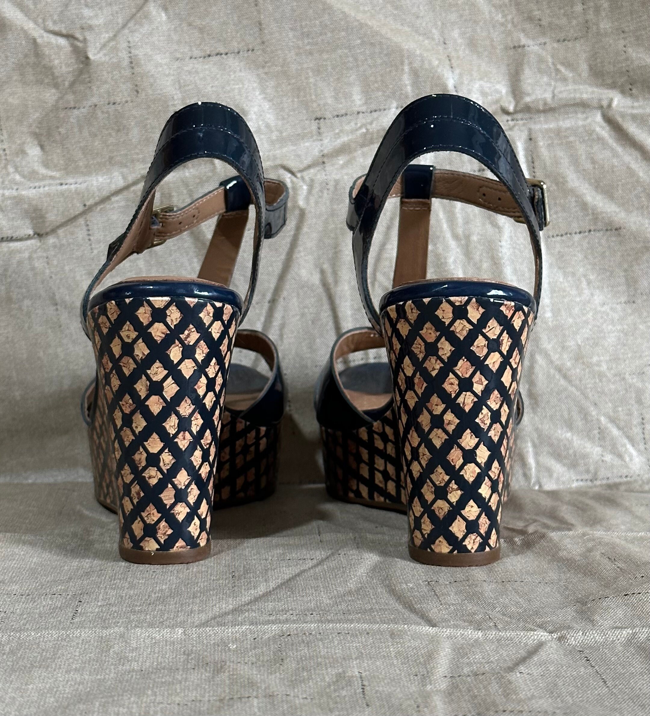 Clarks Women's Amelia Roma Wedge Sandal Navy/cork, Artisan Collection ...