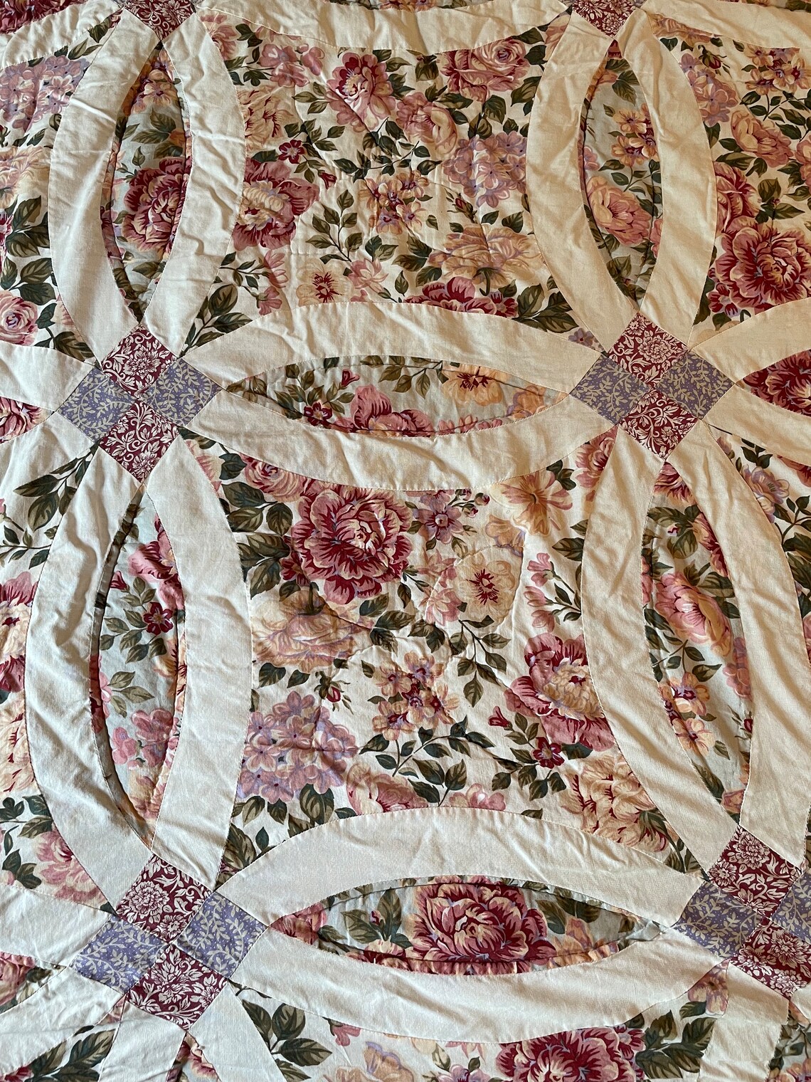 Vintage Double Wedding Ring Hand Sewn Quilt 90 X 102 - Etsy