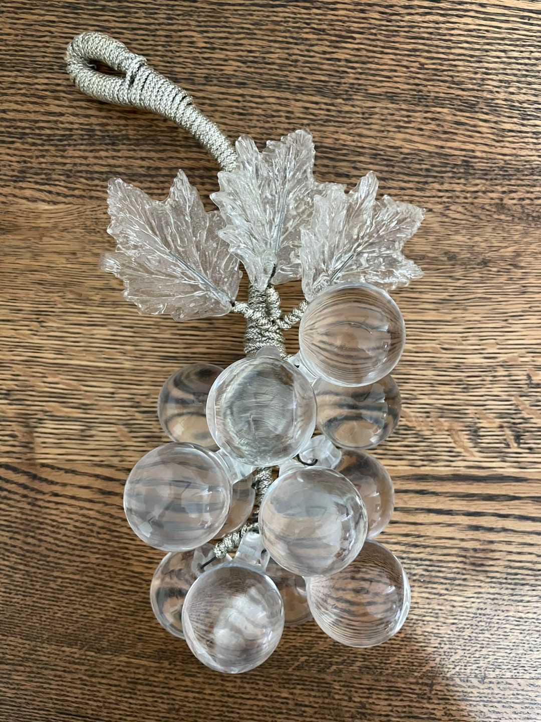 Vintage MCM Hand Blown Clear Glass Grapes Cluster With Leaves - Etsy