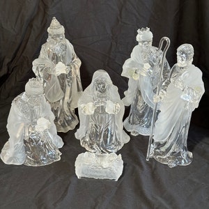 Vintage 80’s Nativity Set, Rare Complete 6 Piece Set Clear Frosted ...