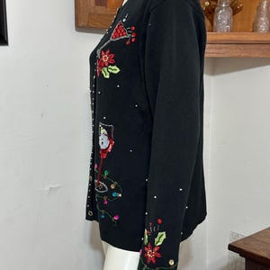 Vintage 90’s KIKIT Embroidered Beaded Sequined Holiday Cardigan Sweater ...