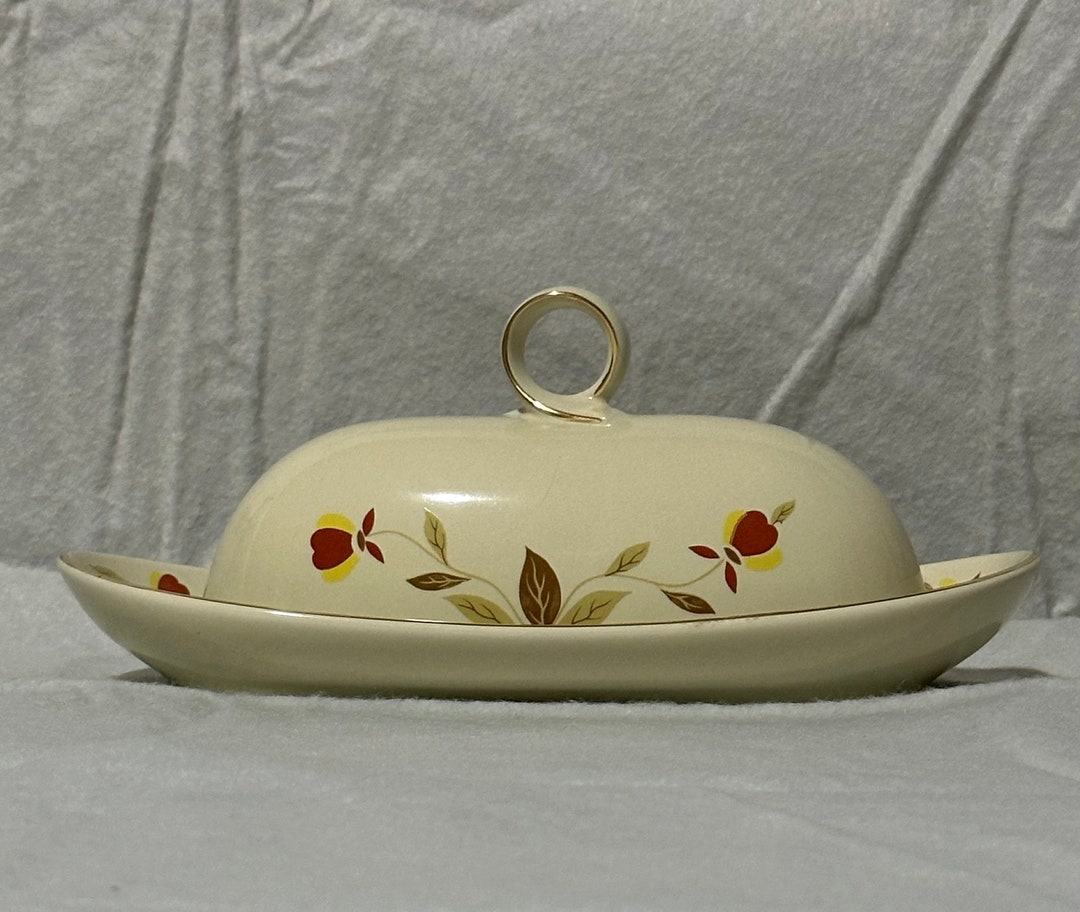 Jewel Autumn Leaf Tea Ring Butter Dish - Etsy