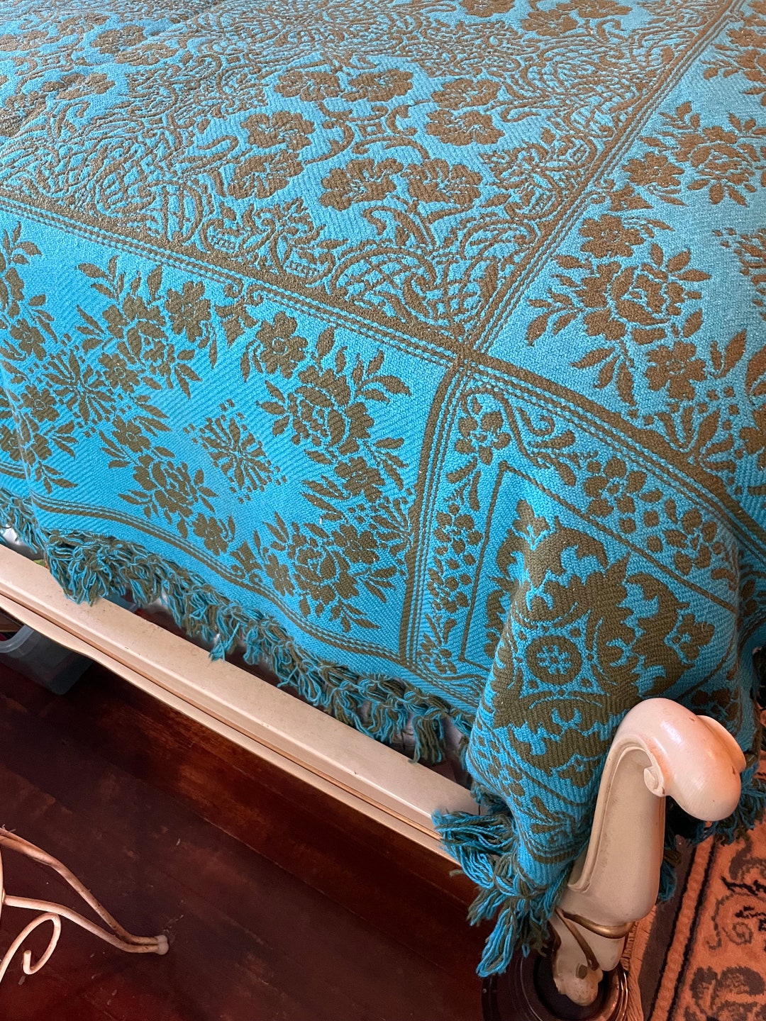 Vintage 1960s Double Woven Jacquard Tapestry Bedspread - Etsy