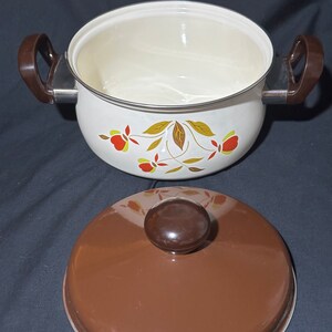 Autumn Leaf 1970s Porcelain Clad Metal Cookware Set: 4 Qt Stock Pot W ...