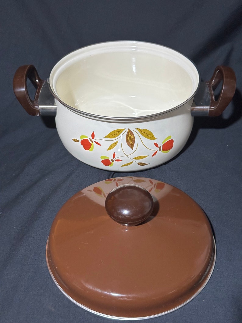 Autumn Leaf 1970s Porcelain Clad Metal Cookware Set: 4 Qt Stock Pot W ...