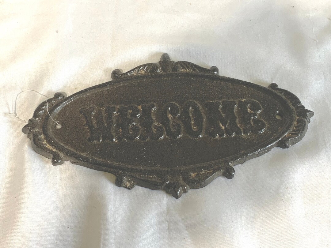 Vintage Cast Iron Welcome Sign - Etsy