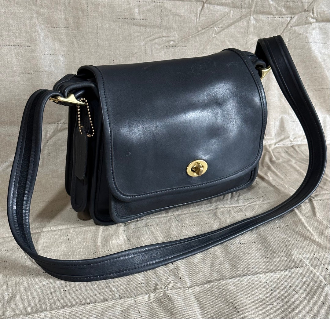 Vintage Coach 1999 Rambler Black Leather Flap Crossbody Bag J9P-9061 - Etsy