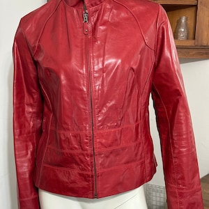 Ventiuno Authentic Italian Red Leather Jacket - Etsy