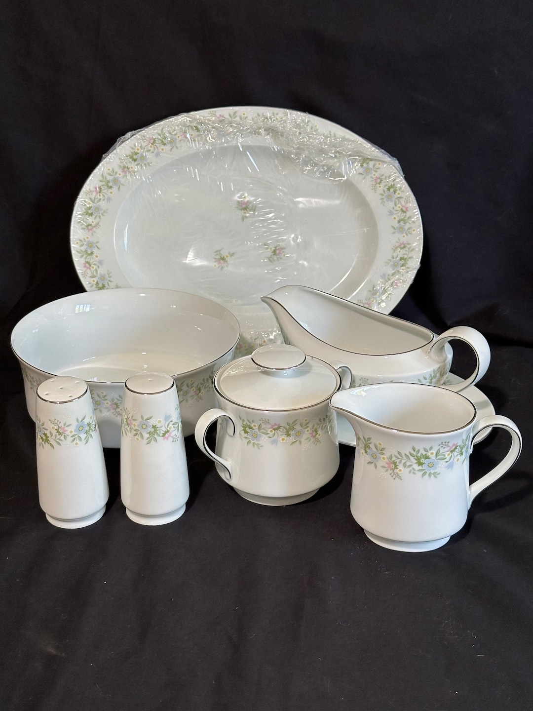 Forever Spring by Johann Haviland Bavaria Germany Serving Pieces Floral Pattern, Platinum Trim ...