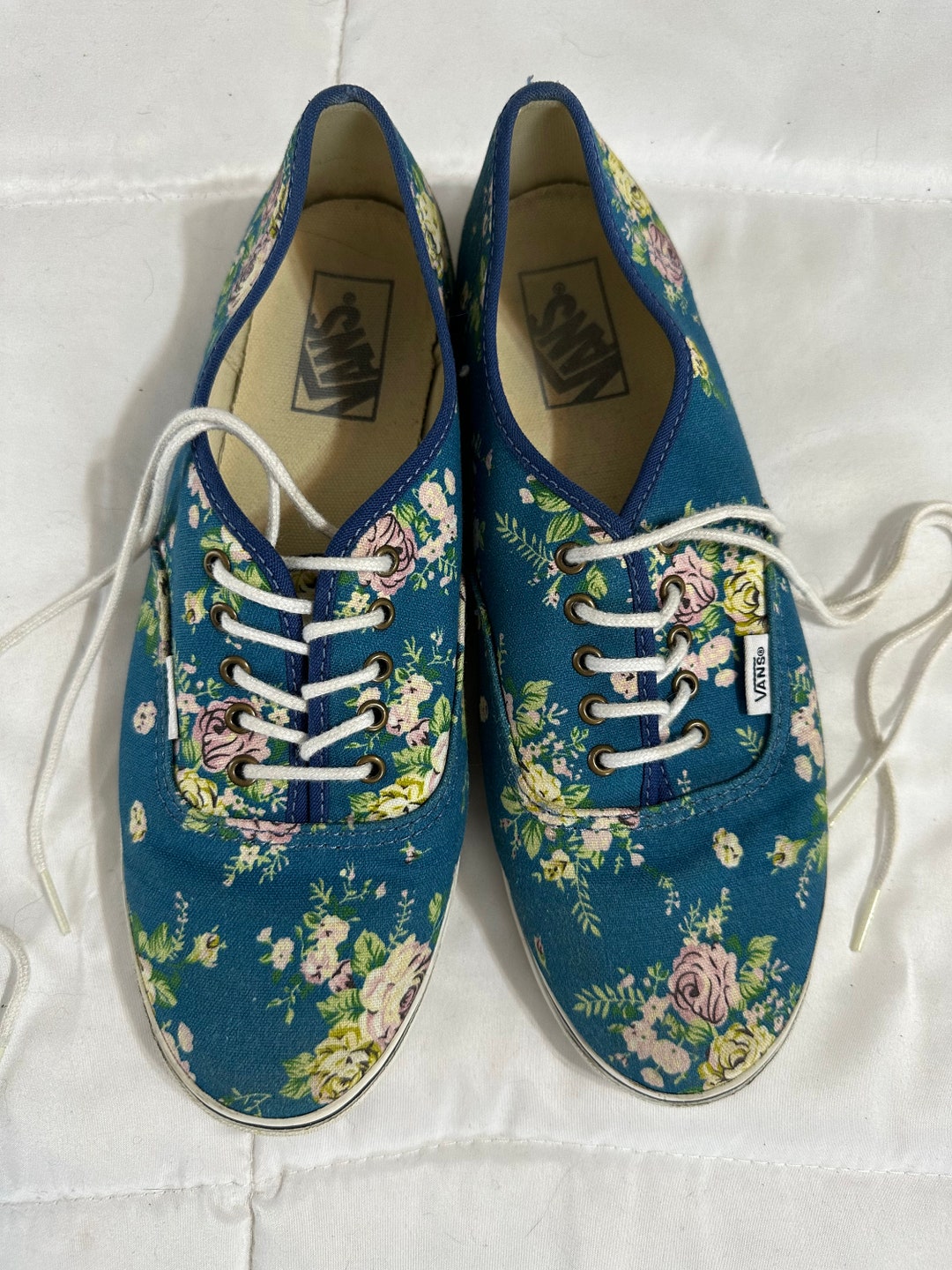 Vans Unisex off the Wall T375 Blue Floral Casual Shoes Sneakers - Size ...