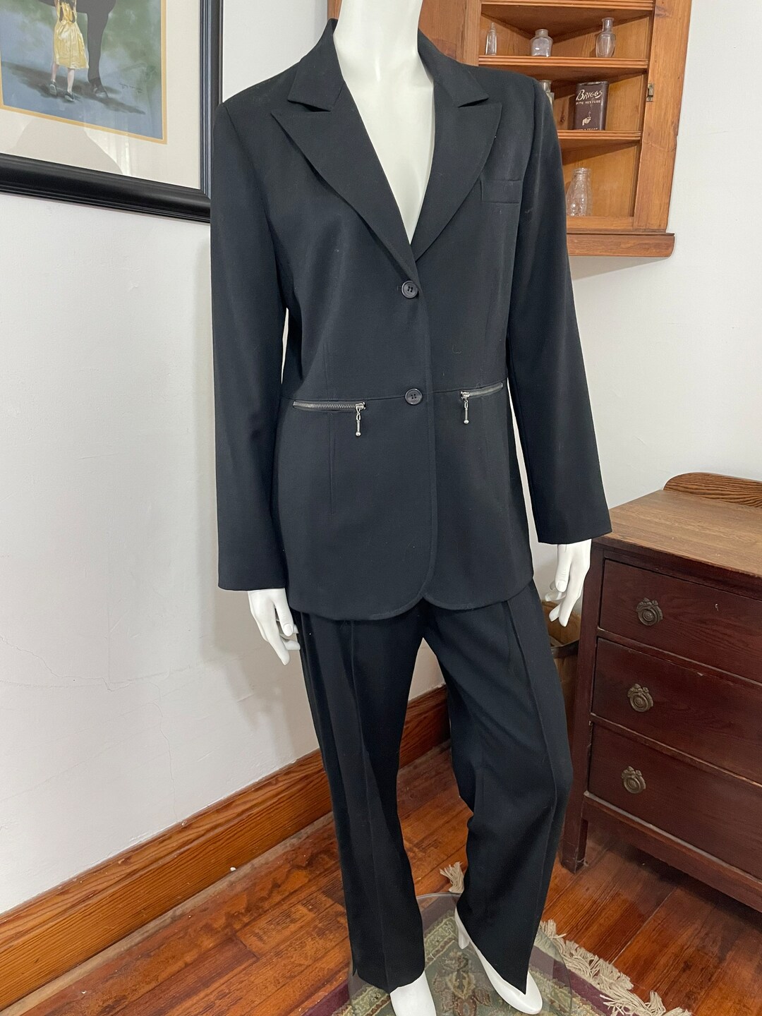 Vintage Bern and Mort Woman’s Black Wool Pant Suit - Etsy