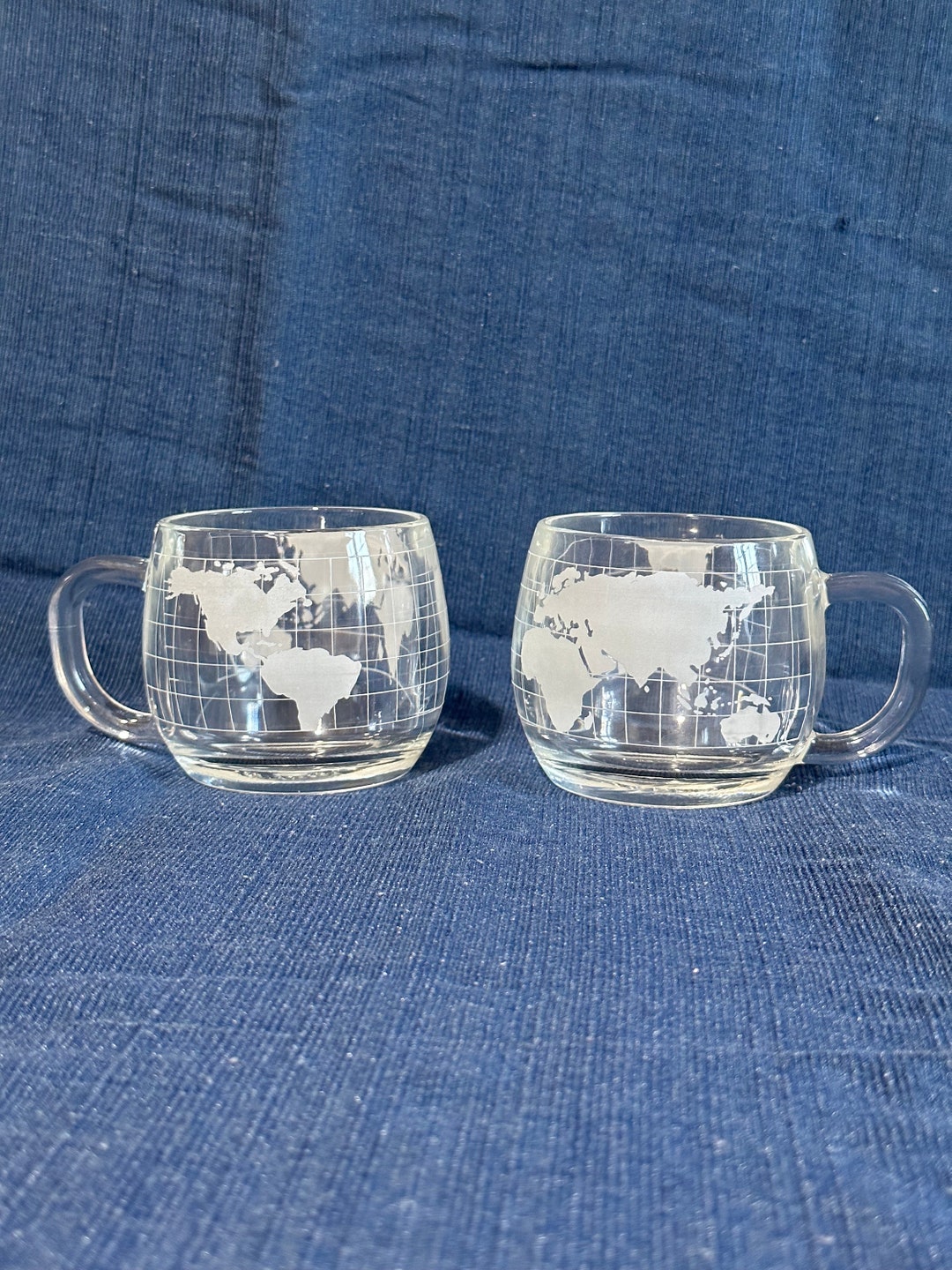 Nestle 1970s World Map Globe Etched Glass 8oz Mug - Set of 2 - Etsy