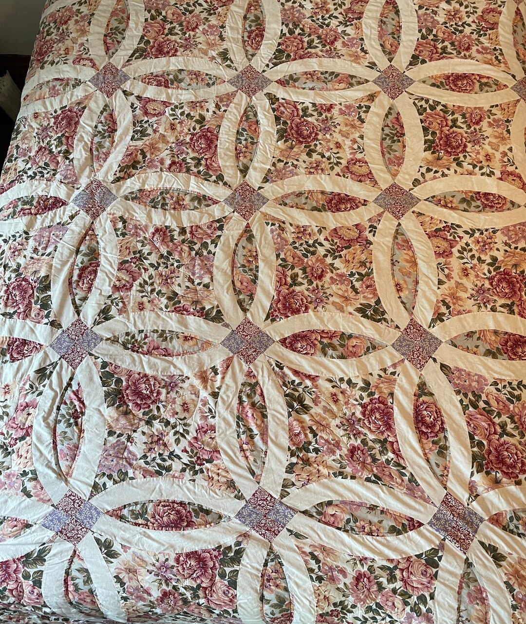 Vintage Double Wedding Ring Hand Sewn Quilt 90” X 102” - Etsy