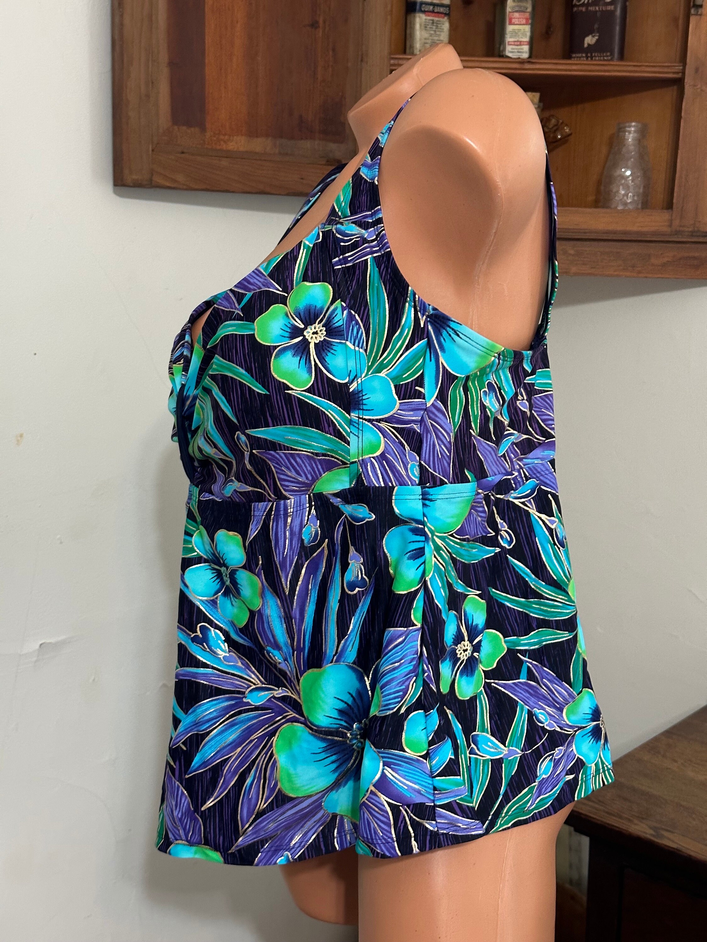 Delta Burke Floral & Gold Tankini Top - Size 22 - NWT - Etsy