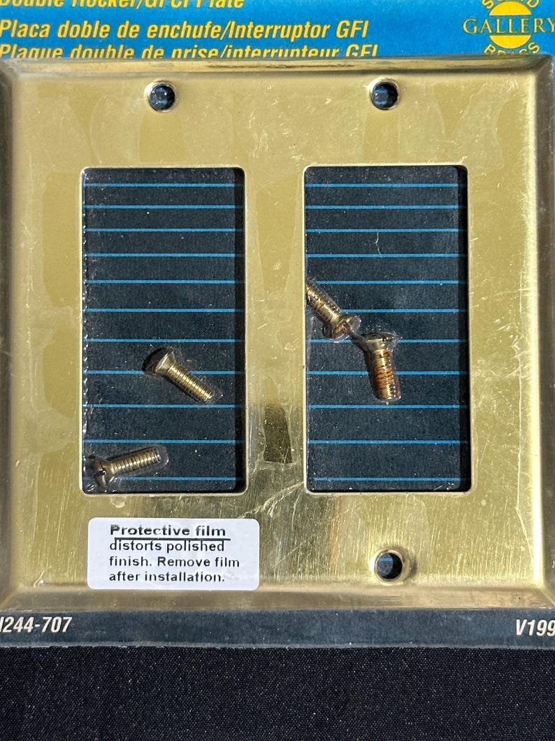 Vintage 1996 National Solid Brass Double GFI Cover Plate With Screw ...
