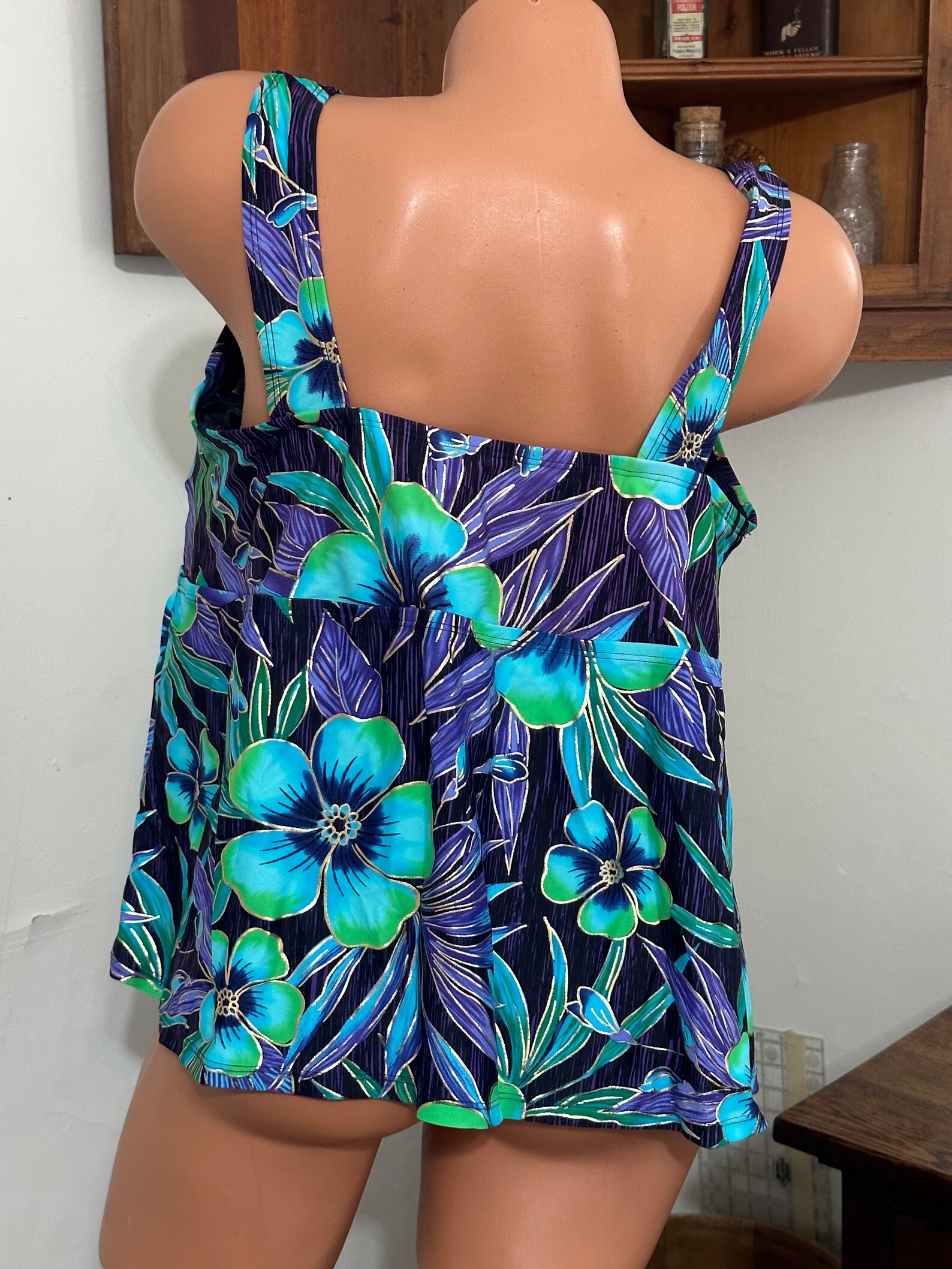Delta Burke Floral & Gold Tankini Top - Size 22 - NWT - Etsy