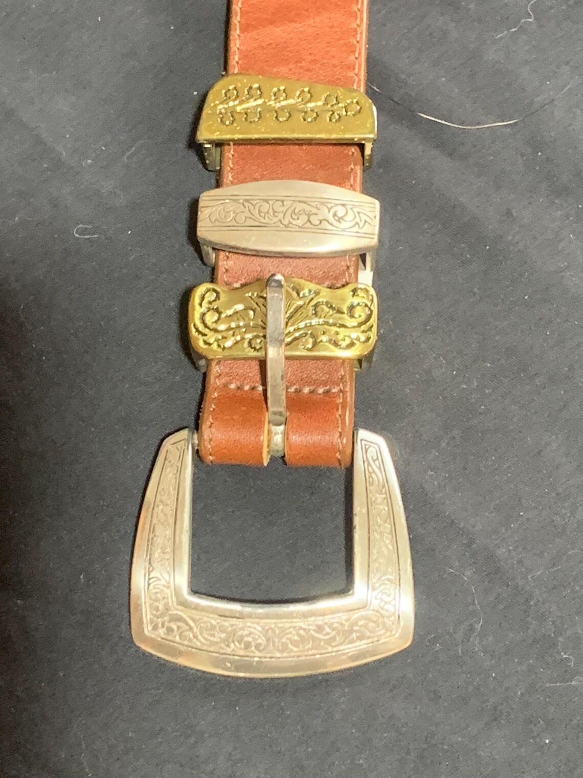 Vintage Brighton Brown Leather Belt With Two Tone Buckle & Size S 24-28 ...