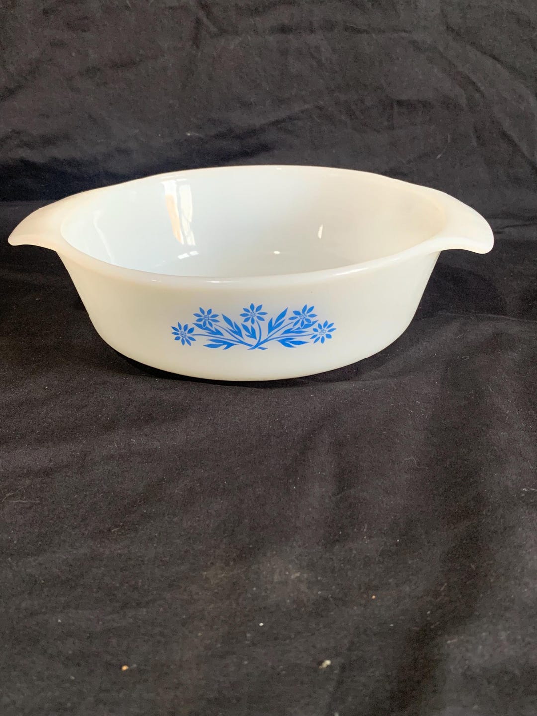 Vintage Anchor Hocking Fire King #436 1qt Round Casserole Dish W/blue ...