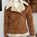 Hollister Faux Suede / Fur Brown Cream Aviator Bomber Jacket - Size XS ...