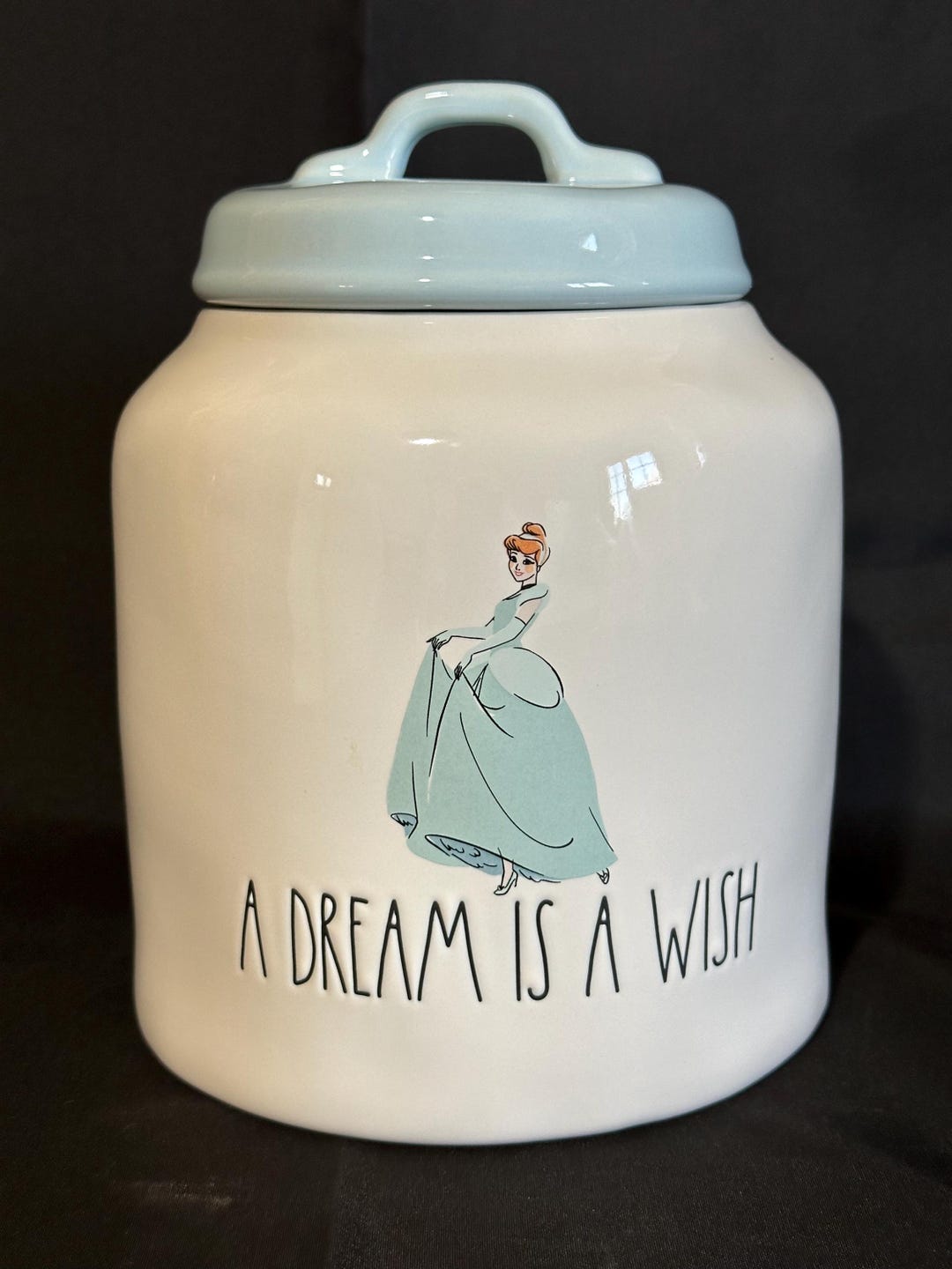 Rae Dunn Disney Princess CINDERELLA Canister Jar 8", "a Dream is a Wish ...