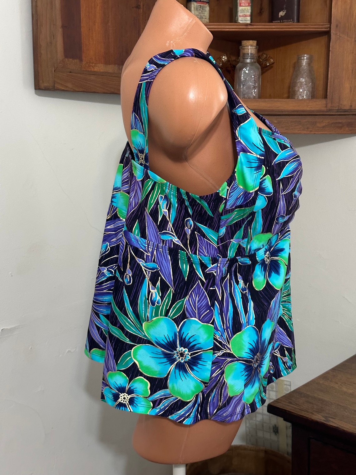 Delta Burke Floral & Gold Tankini Top - Size 22 - NWT - Etsy