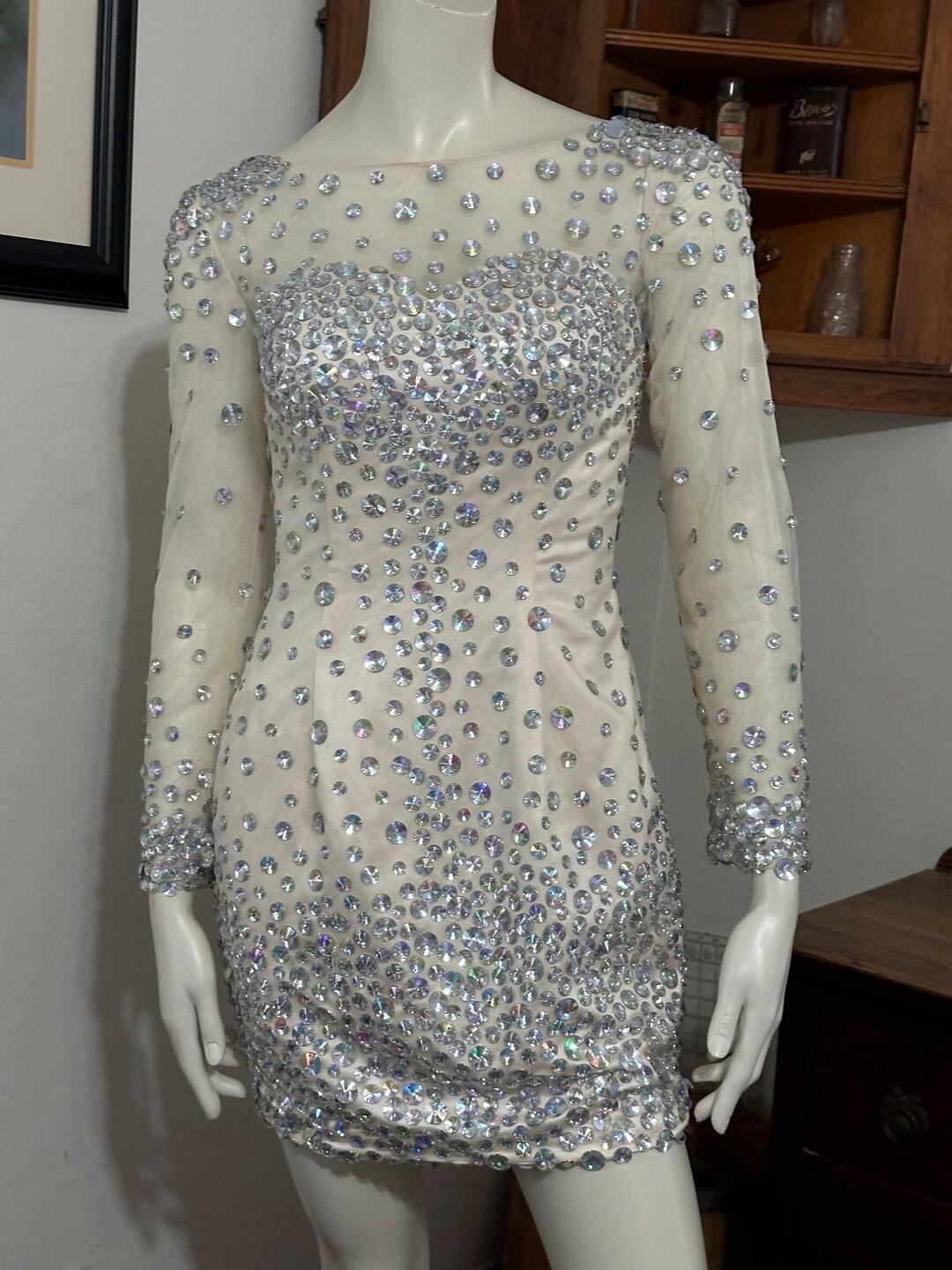 Ivory, Crystals/beads Tulle, Long Sleeves, Sweetheart Neckline, V-back ...