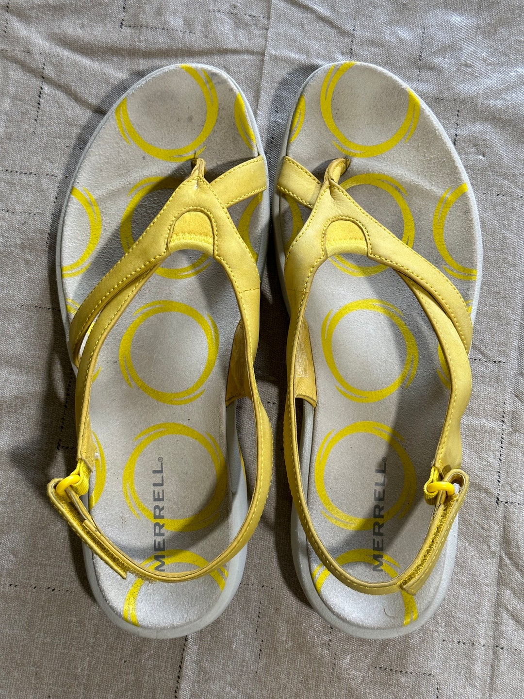 Merrell Savannah Sandals Grapefruit Yellow Leather Slingback Size 8 - Etsy